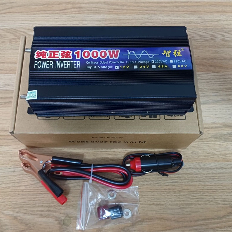 Bộ chuyển đổi điện sin chuẩn 1000W-12V sang 220V có màn hình